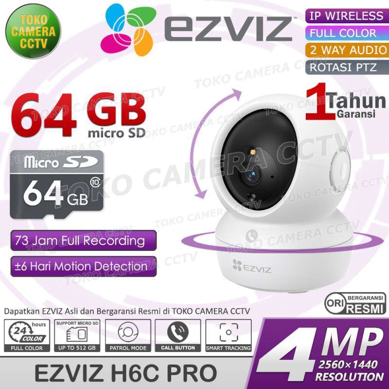 Jual Ezviz H6c Pro 4mp 2k Kamera Cctv Wifi Camera Ptz 360 Audio Indoor Full Color - Memroi 64gb ...