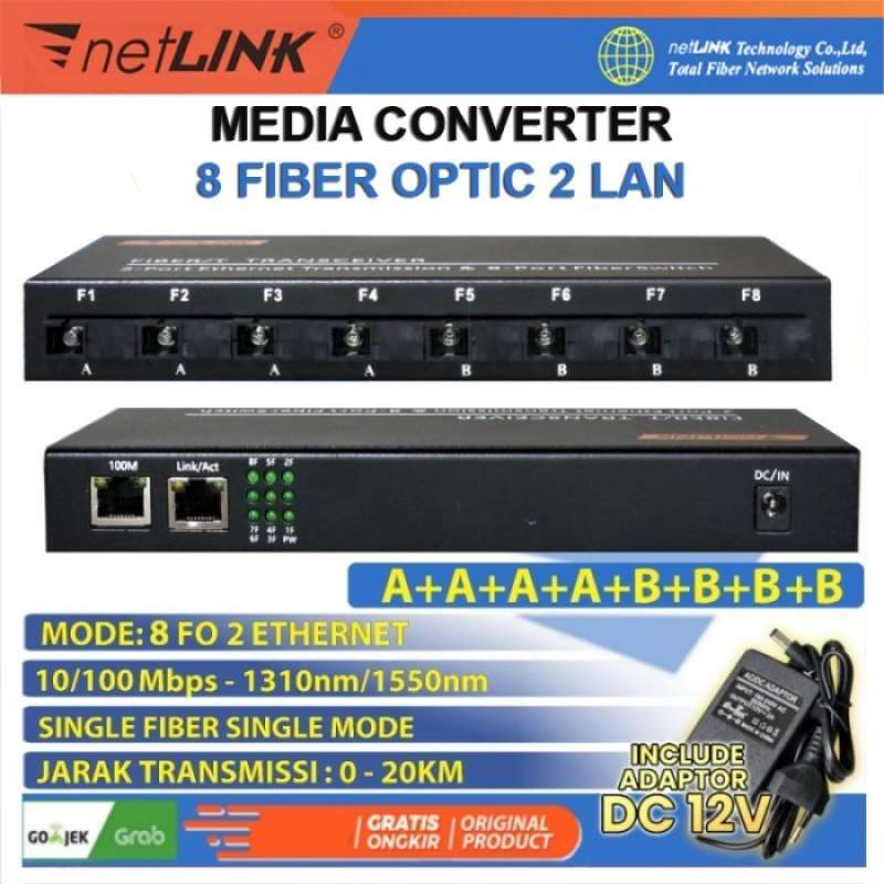 Promo Media Converter Fiber Optic 8 Fo 2 Lan 10/100 Mb/s Netlink Diskon 23% Di Seller Sentramoco ...