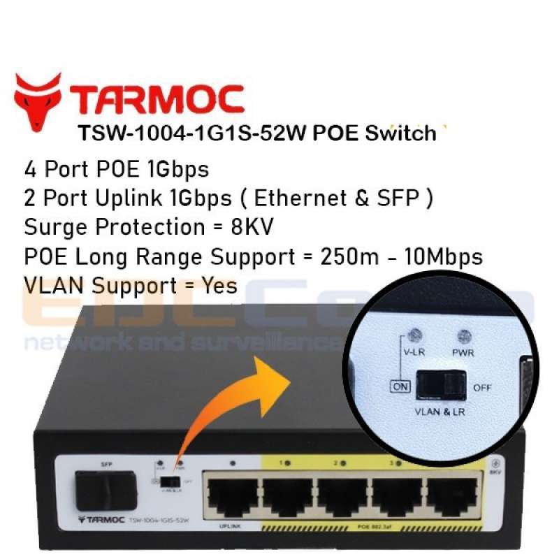 Promo Tarmoc Tsw-1004-1g-1s-52w 4 Port Gigabit Poe 802.3af/at Switch 52 ...
