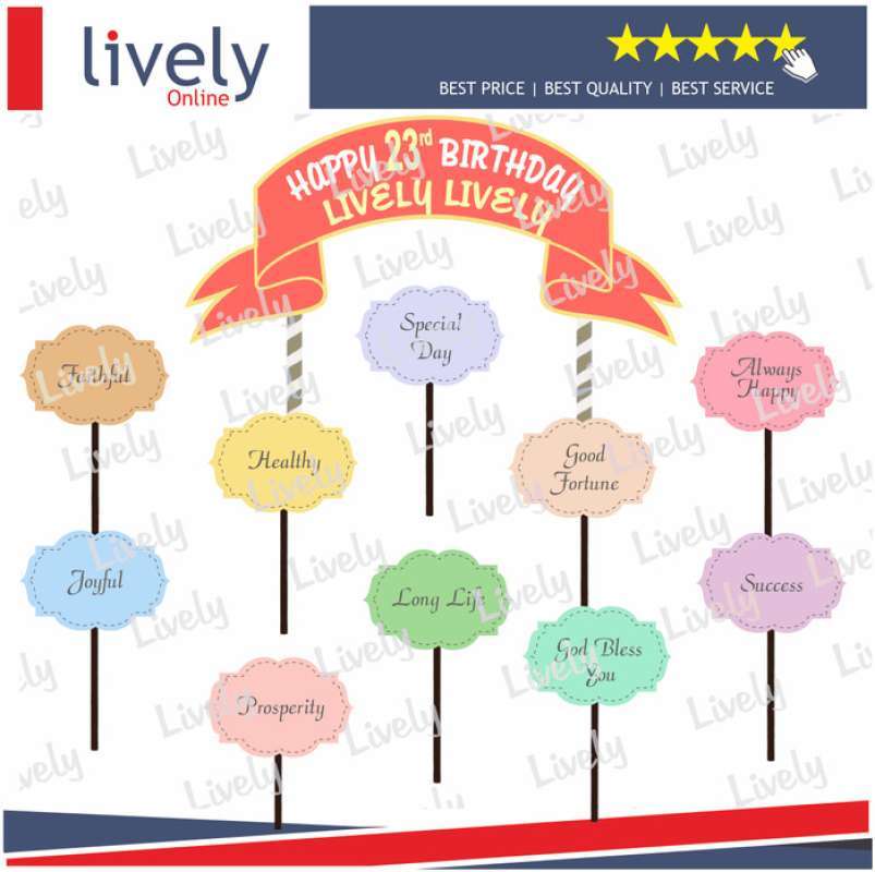 Promo Topper Hbd Happy Birthday Nama Hiasan Cake Best Wishes Set Diskon ...