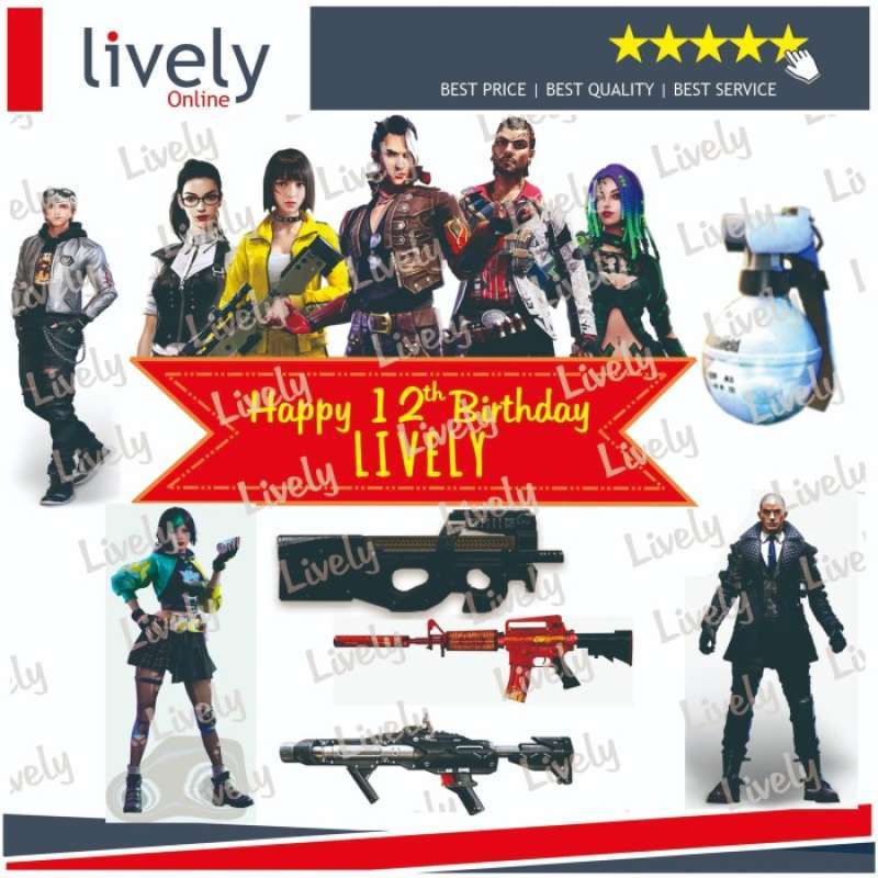 Promo Cake Topper Hiasan Hbd Happy Birthday Nama Free Fire 05 Set ...