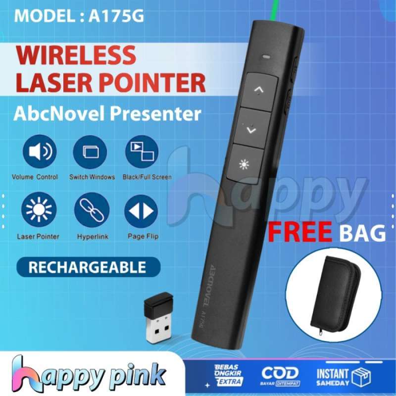 Promo 100% Produk Ori Pointer Laser Presentasi Wireless Recharging 2.4g Laser Hijau Abcnovel ...