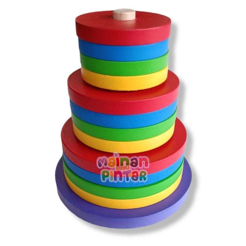 Promo Aneka Menara Pelangi Bulat Segitiga Segiempat Segilima Mainan ...