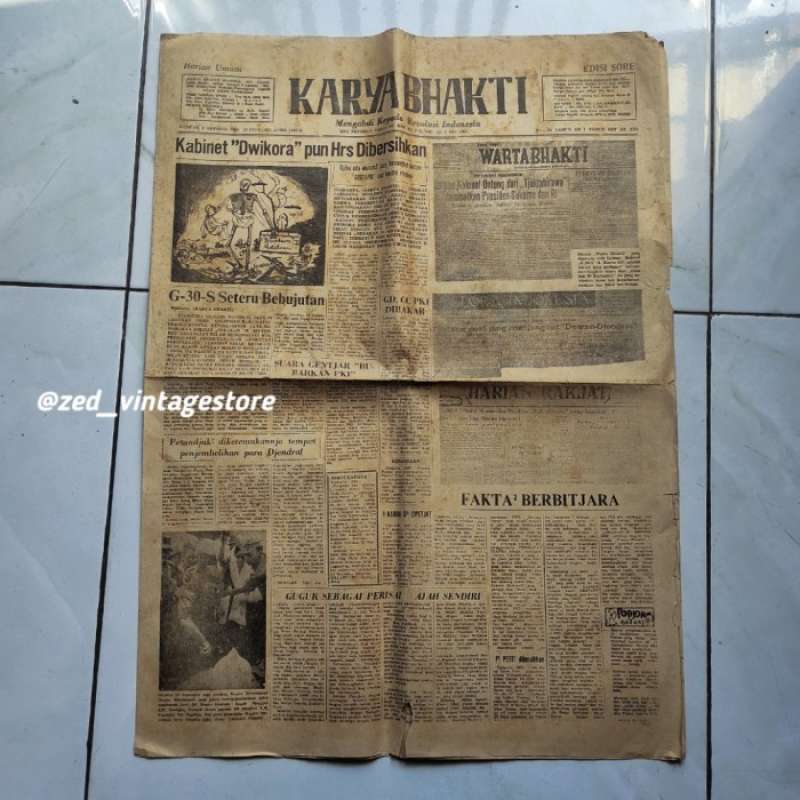 Jual Koran Lama Karyabhakti Tahun 1965 Dokumen Kuno Jadul Pki Rare Item ...