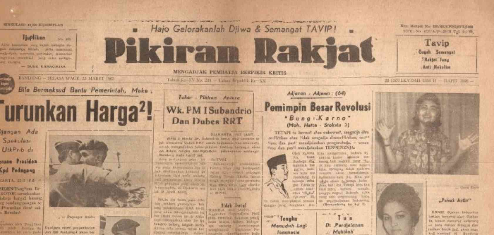Jual Koran Lama Â€œpikiran Rakyatâ€ Terbit 23 Maret 1965 Di Seller Shin ...