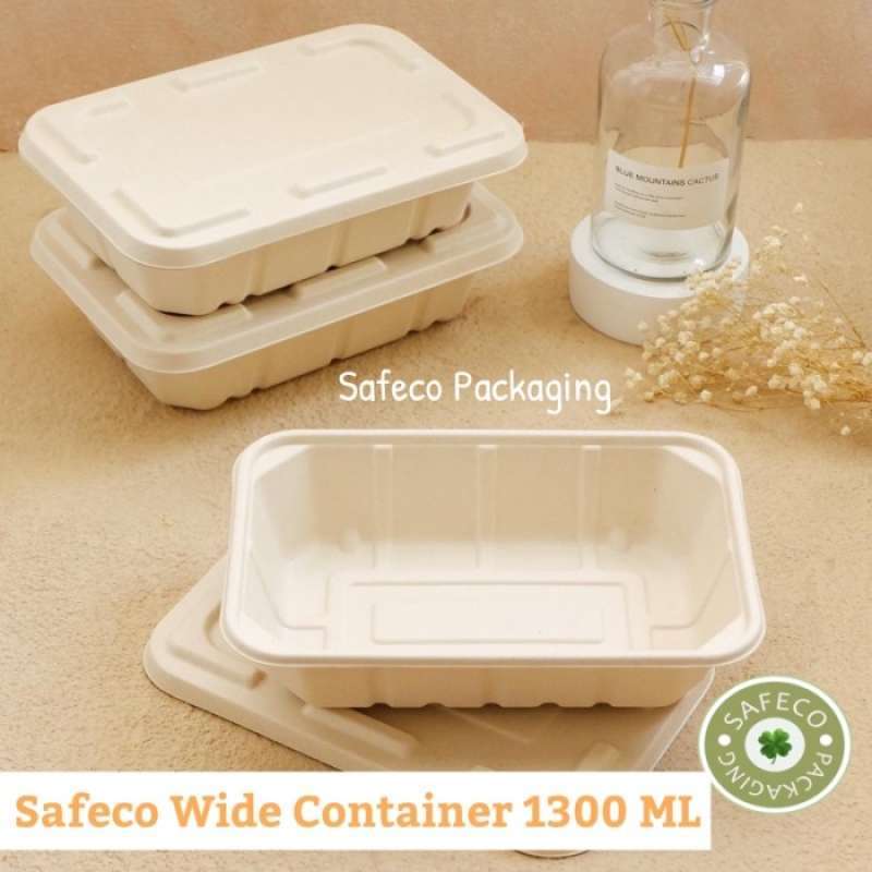 Jual 10 Pcs Bagasse Lunch Box Wide 1300 Ml Kotak Cetakan Loyang Tempat Kue Di Seller Shin Store ...