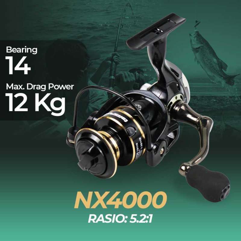 Jual Gold Sharking Metal Reel Pancing Spinning 5.2:1 Nx4000 Rill Besi ...