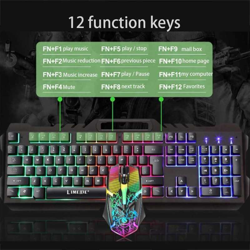 Jual Limeide Combo Keyboard Gaming Rgb With Mouse + Holder Smartphone ...