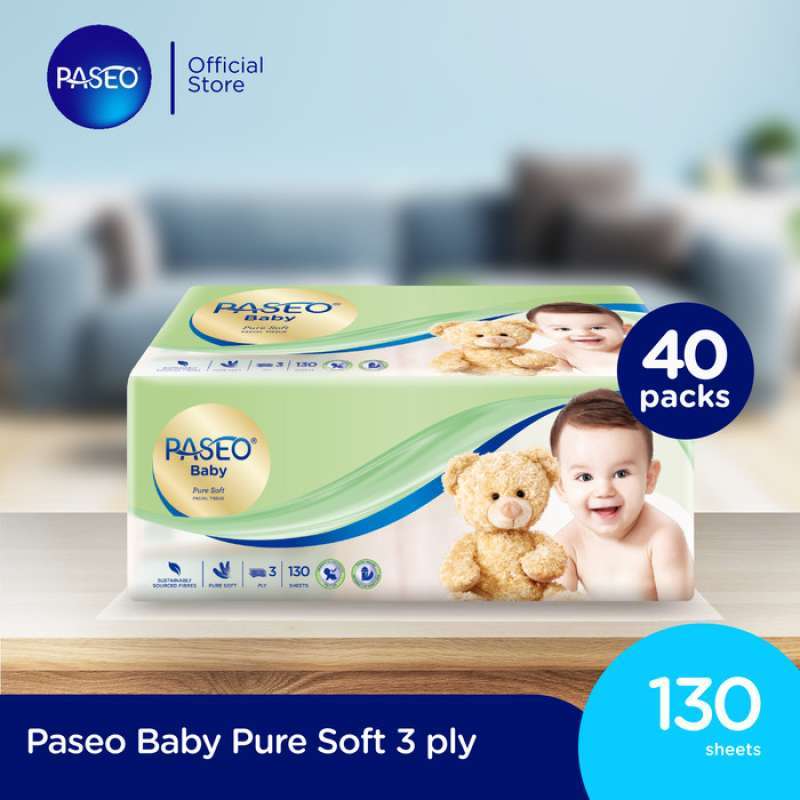 Jual Karton - Paseo Baby Tissue Bayi Soft Pack 130 Sheets X 40 Pcs Di ...