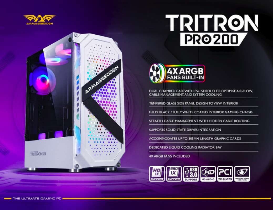 Jual Casing Pc Gaming Armaggeddon Tritron Pro 200 Atx With Rgb Fan ...