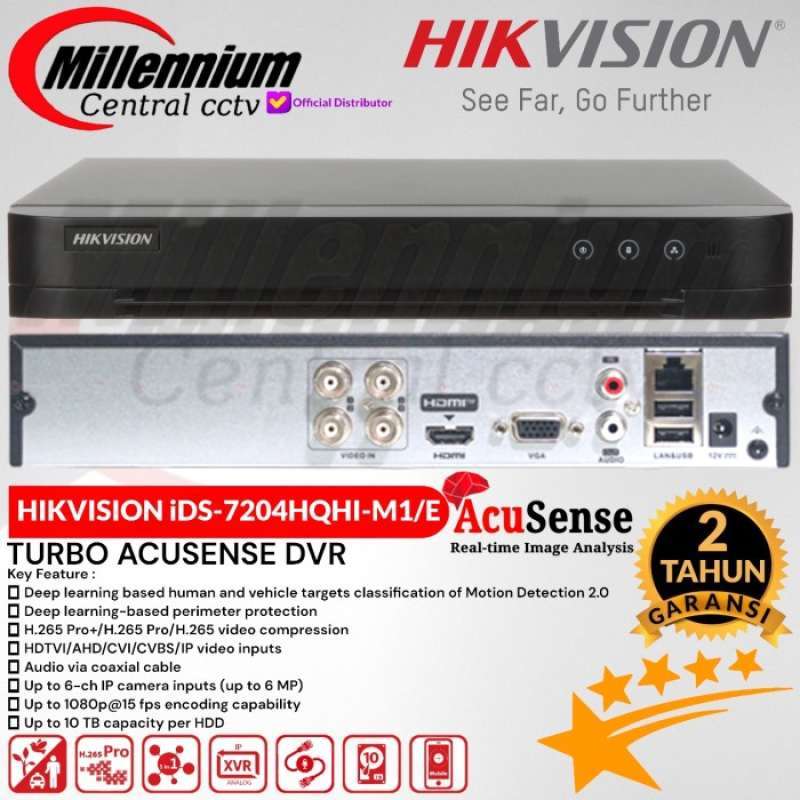 Jual Dvr Hikvision 4ch Ids-7204hqhi-m1/e Turbo Acusense Dvr Support 5mp ...