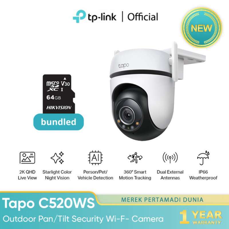 Jual Tp-link Tapo C520ws 2k Qhd Cctv Outdoor Pan/tilt Security Wi-fi Camera - C520ws+256gb Di ...