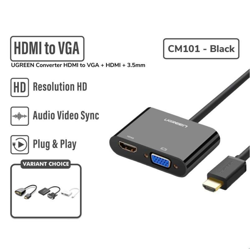 Promo Ugreen Cable Adapter Vga Converter Proyektor Connector Kabel - Cm101 Black Diskon 21% Di ...
