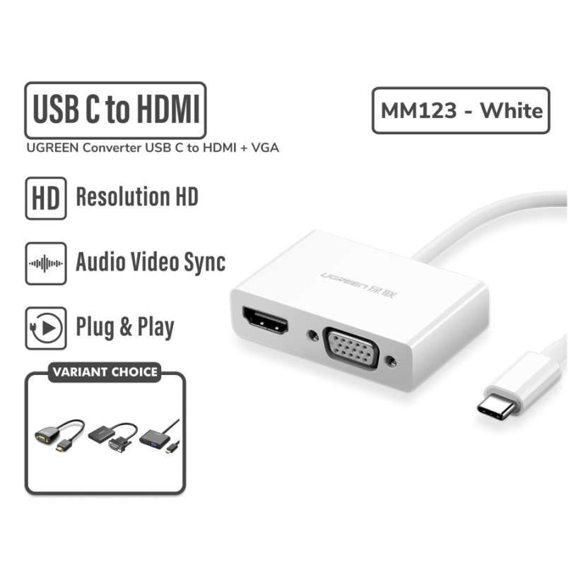 Promo Ugreen Cable Adapter Vga Converter Proyektor Connector Kabel ...