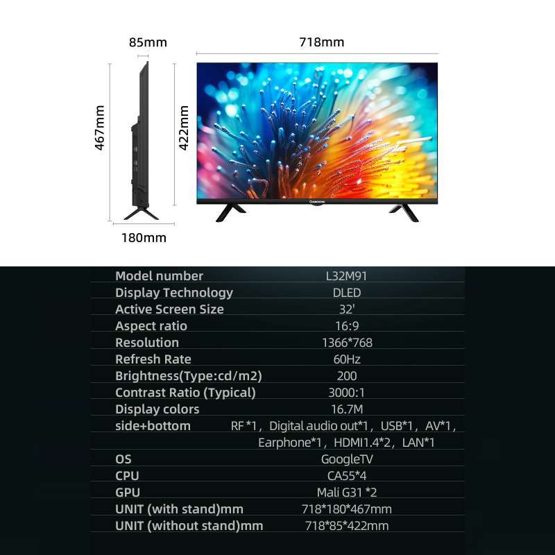 Promo Changhong Google Tv 32 Inch Hd Dolby Audio Google Play Netflix Youtube Bluetooth Usb ...