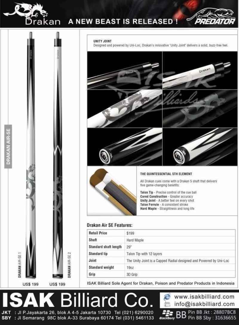 Jual New Drakan Air Se-1 Pool Cue By Predator Usa - Stik Biliar ...