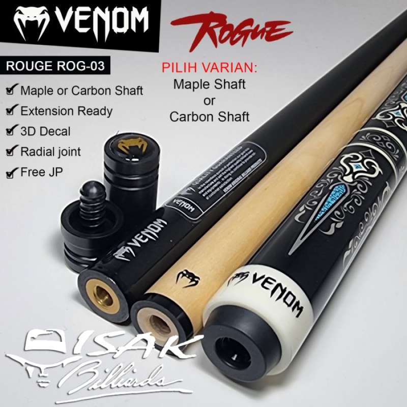 Jual Venom Rogue Rog-03 Pool Cue - Radial Maple Carbon Ext Stick ...