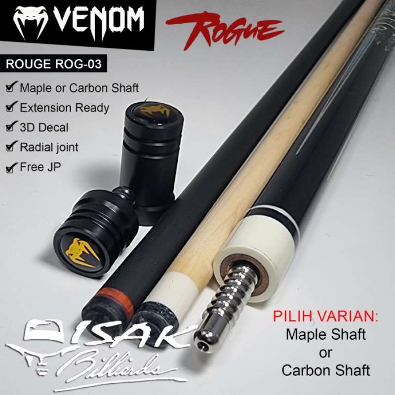 Jual Venom Rogue Rog-03 Pool Cue - Radial Maple Carbon Ext Stick ...
