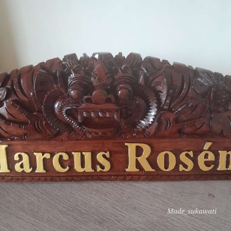 Jual Papan Nama Meja Nameplate Kayu Ukiran Barong Bali Di Seller ...
