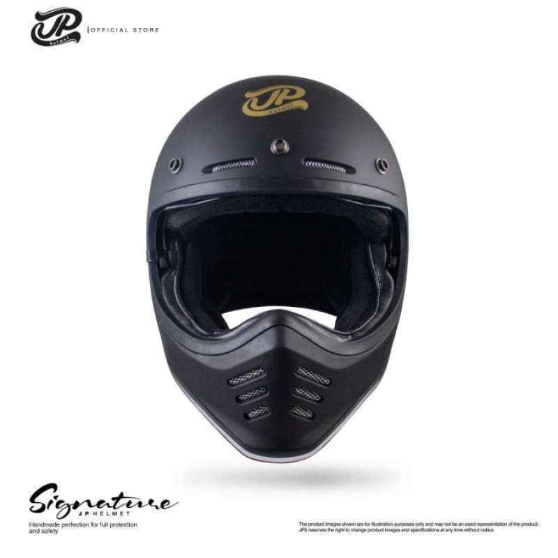 Jual Helm Jp Retro Signature Solid Black Doff/gold Di Seller Regstore ...