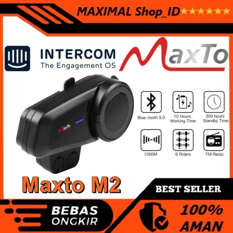 Jual Maxto M2 M2c 6 Riders Group Partycall Intercom Bluetooth Helm ...