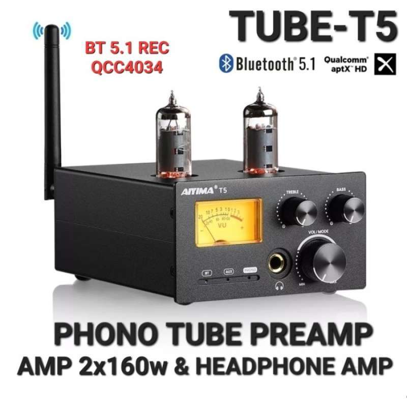 Promo Aiyima Tube-t5 Phono Tube Preamp, Amplifier 2x160w & Bt 5.1 ...