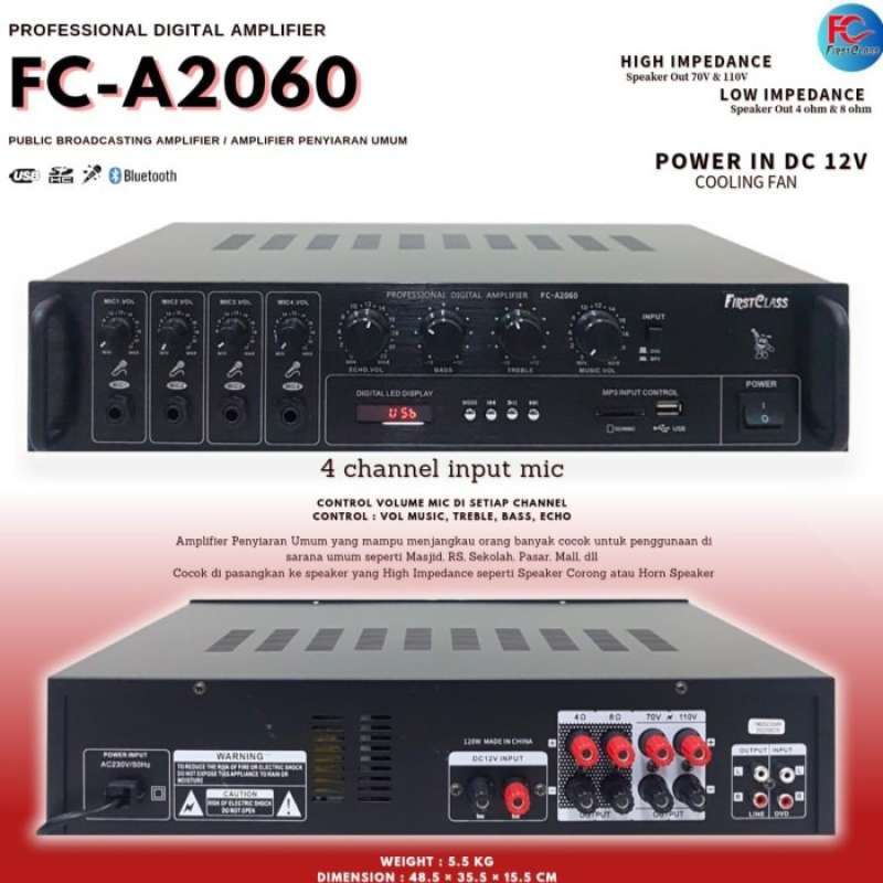Promo Power Amplifier Firstclass Fc A2060 Buat Ampli Speaker Masjid Musholla Diskon 23% Di ...