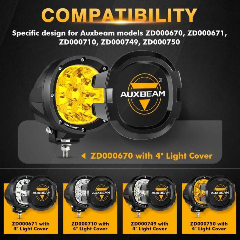 Promo Auxbeam 4 Inch Round Led Pod Lights Black Cover Light Shield ...