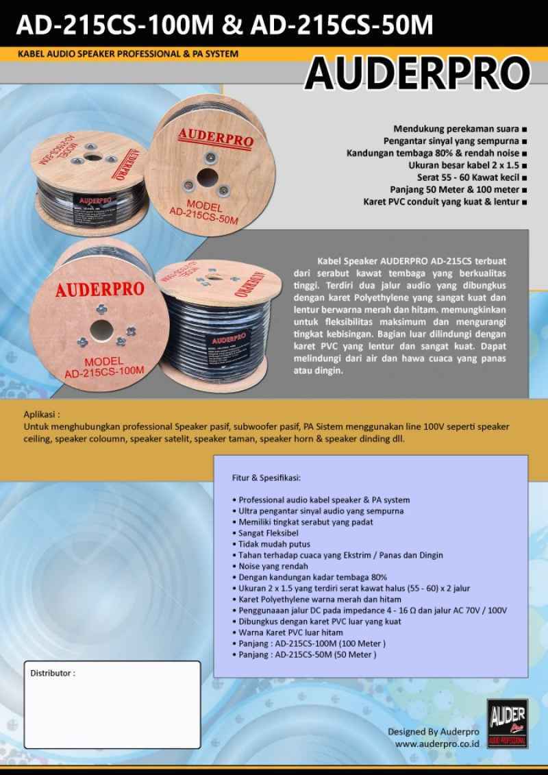 Promo Auderpro Kabel Speaker Ad-215cs-100m Kabel Audio Speaker Pa ...