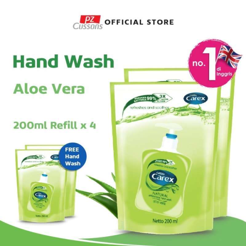 Jual Carex Hand Wash Aloe Vera - Sabun Cuci Tangan Antibakteri 200ml X2 ...