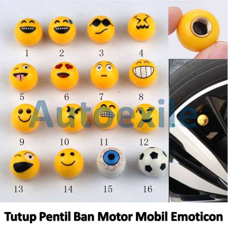 Jual Tutup Pentil Ban Bola Emoticon Premium Ball Tire Valve Cap ...