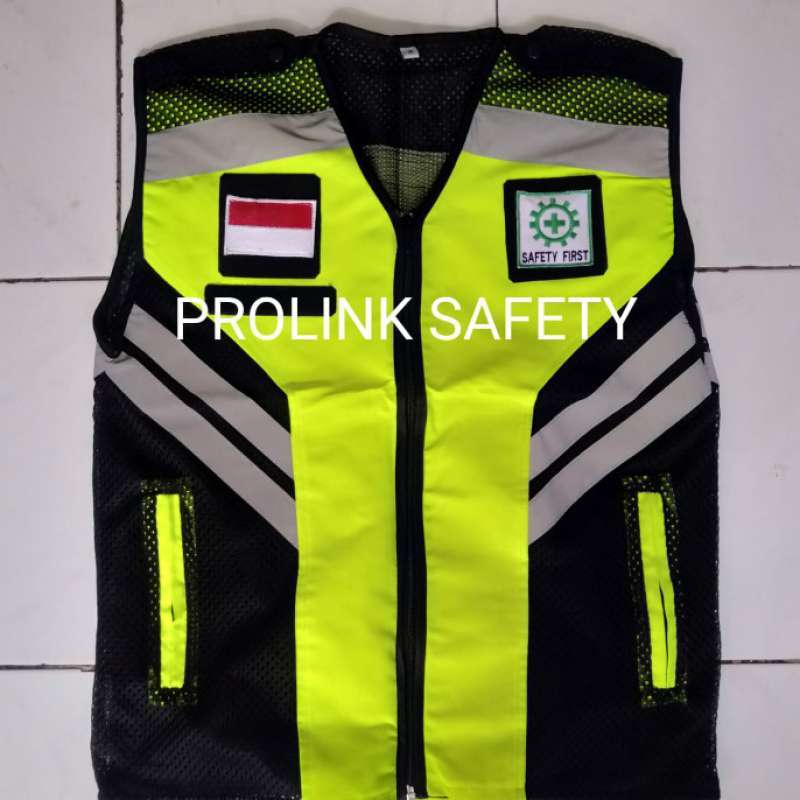 Jual Rompi Safety Hijau Hitam Free Logo K3 Bendera Bahan Taslan - Xl Di ...