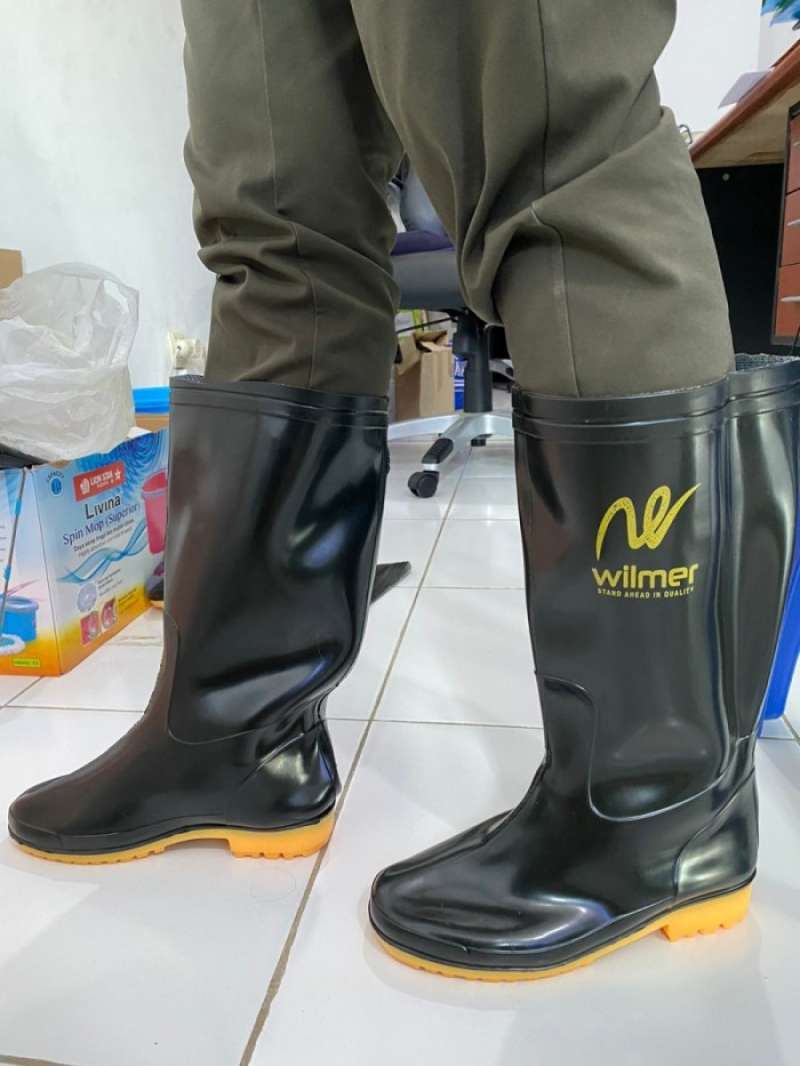 Jual Sepatu Boots Karet Boot Hitam Pria Kerja Safety Proyek Bot Panjang ...
