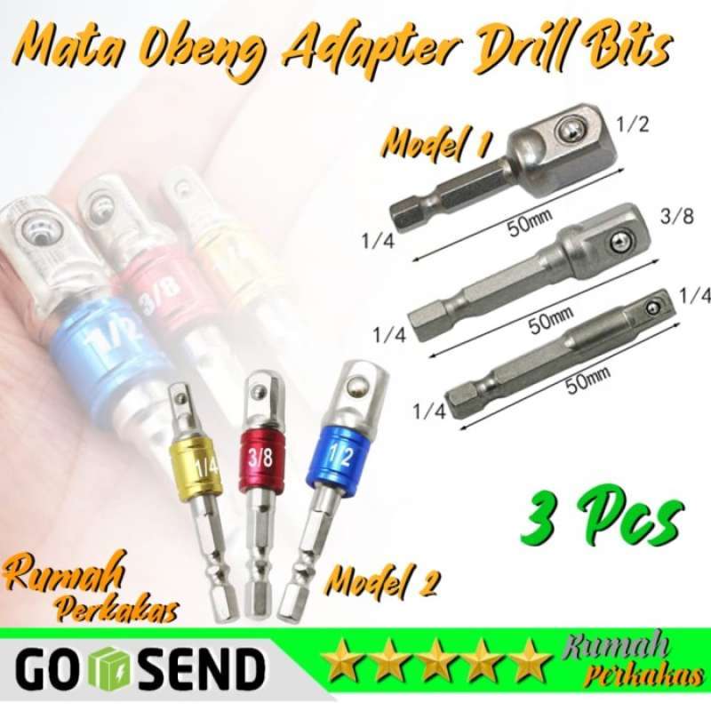 Jual 1 Set Soket Adapter Mata Obeng Drill Bits Hex Shank 1/4 3/8 1/2 3 ...