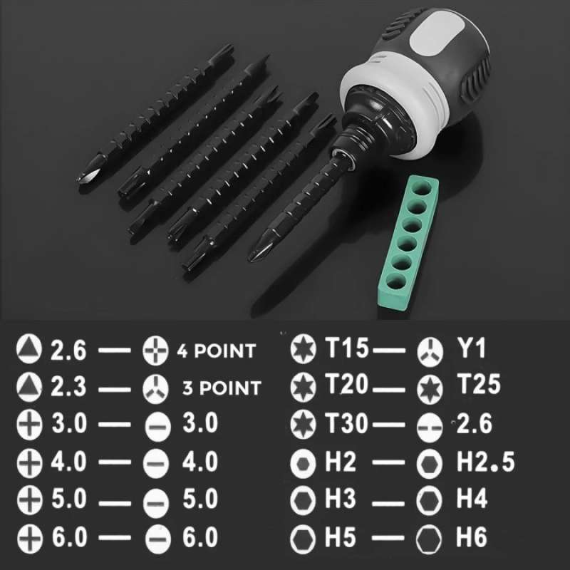 Jual Obeng Cebol Rachet Crv Screwdriver Set 26 In 1 Dua Arah Bolak ...