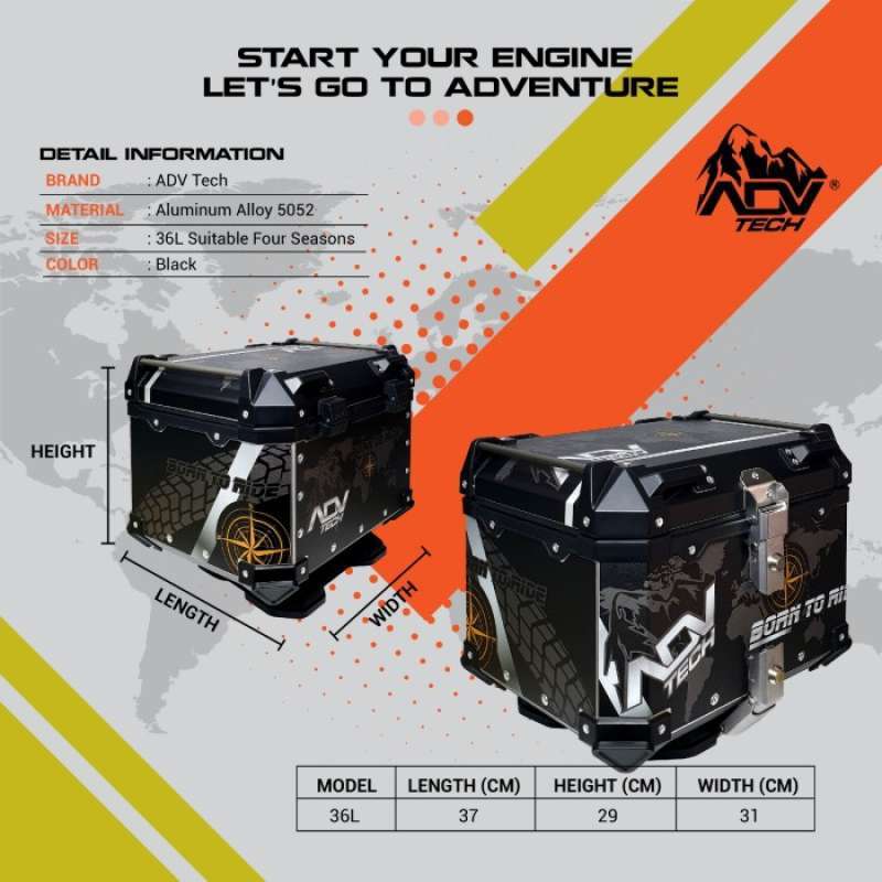 Promo Top Box Tail Box Motor Touring Aluminium Pannier 36lt 4adv ...