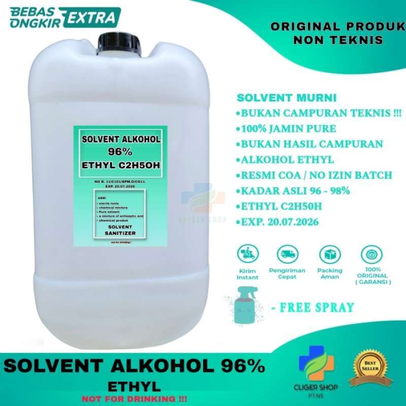 Promo Alkohol Solvent 96% 30 Liter Food Grade / Alkohol 96% 30 Liter ...