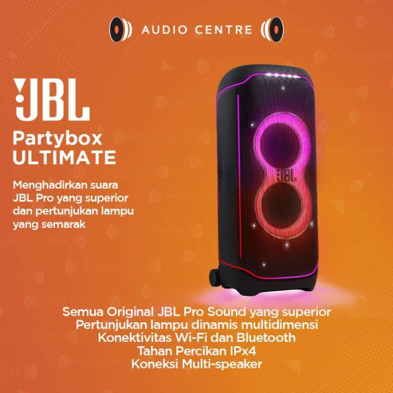 Promo Jbl Partybox Ultimate 1100w Rms Wifi Bluetooth Speaker Dolby Atmos With Mic Input & Guitar ...
