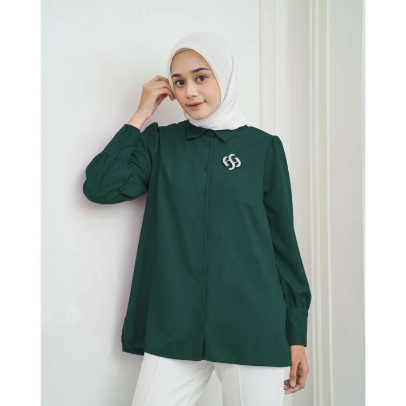 Jual Geulis.id Gisella Top Basic Color Kemeja Putih / Kemeja Kerja Di ...