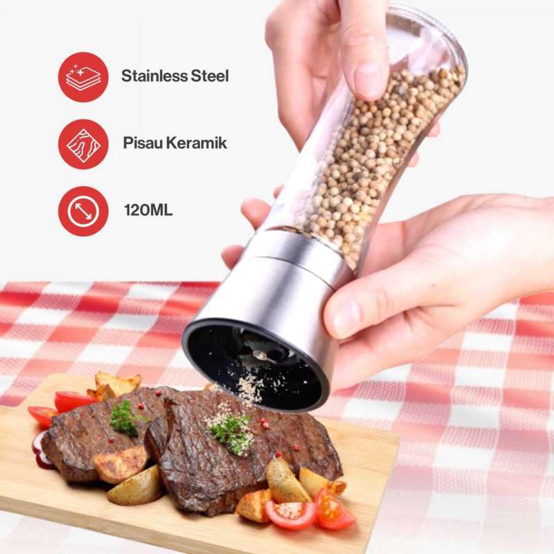 Jual Leten Alat Penggiling Biji Lada Spices Pepper Mill Grinder 120ml ...