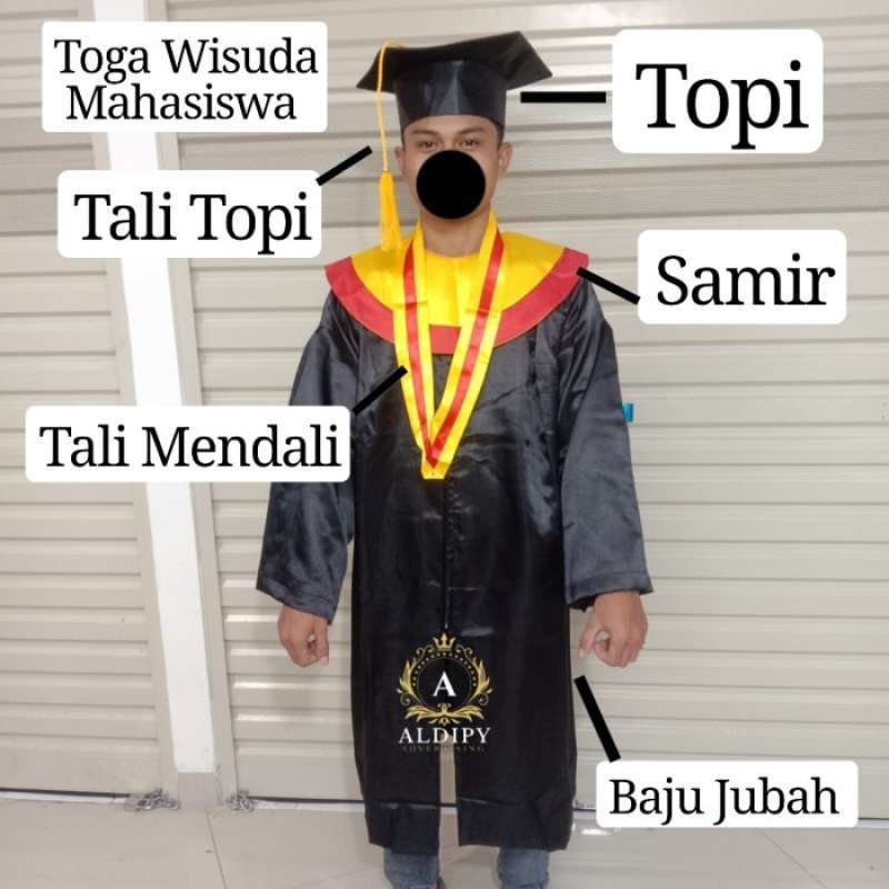 Promo Toga Wisuda Mahasiswa Paket Lengkap Warna Samir Kuning Lis Merah ...