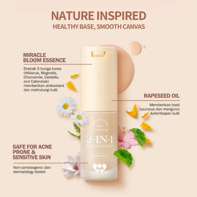 Promo Barenbliss Bloomatte Stay Confident 2-in-1 Foundation Spf50+ Pa+++ 20ml+1g | Liquid ...