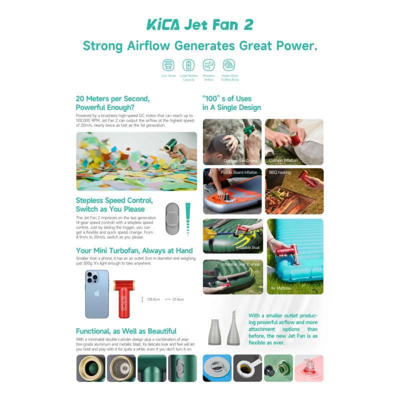 Jual Kica Jet Fan 2 With Vacuum Attachment Turbo Fan Mini Portable ...