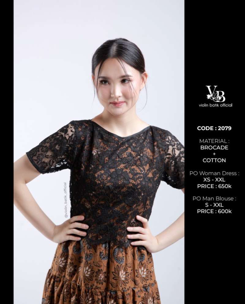 Jual Dress Batik Katun Coklat Brokat Hitam (code : 2079) - Xl Man ...