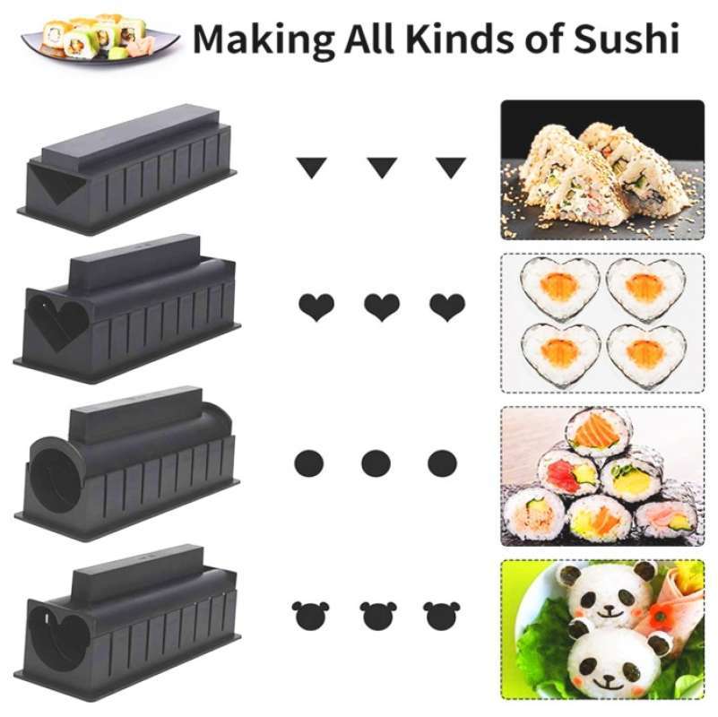 Jual Alat Cetakan Sushi Roll Roller Maker 10 Set Bento Onigiri Kimbab ...