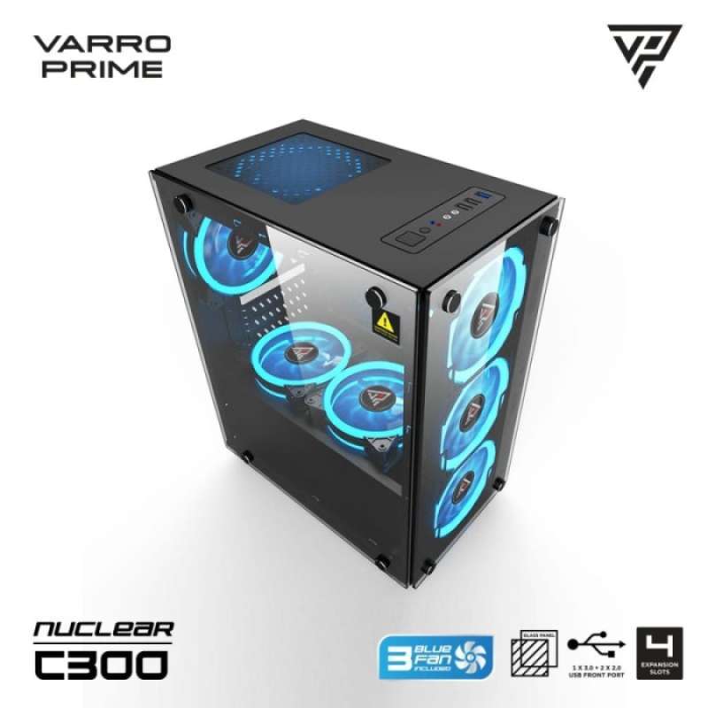 Promo Casing Komputer Varro Prime Micro Atx Glass In 3 Fan 12cm Nuclear ...