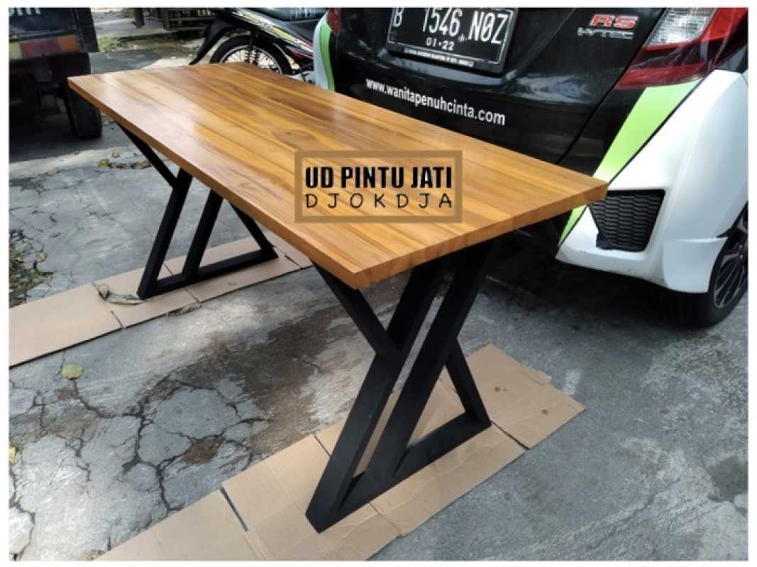 Jual Meja Kerja/komputer/belajar Industrial Kekinian Kayu Jati - 140x60 ... Jual Meja Kerja/komputer/belajar Industrial Kekinian Kayu Jati - 140x60 ...