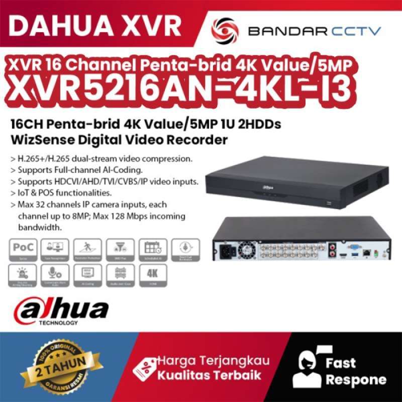Promo Dvr Dahua 16 Channel Xvr5216an-4kl-i3 16ch Penta-brid 4k Value/5mp Diskon 23% Di Seller ...