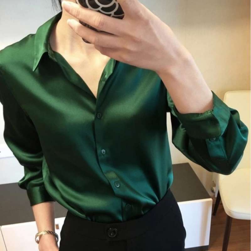 Promo Velove Kemeja Wanita Kekinian Korea Satin Velvet Size Fit Toxl ...