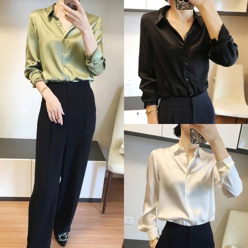 Promo Velove Kemeja Wanita Kekinian Korea Satin Velvet Size Fit Toxl ...